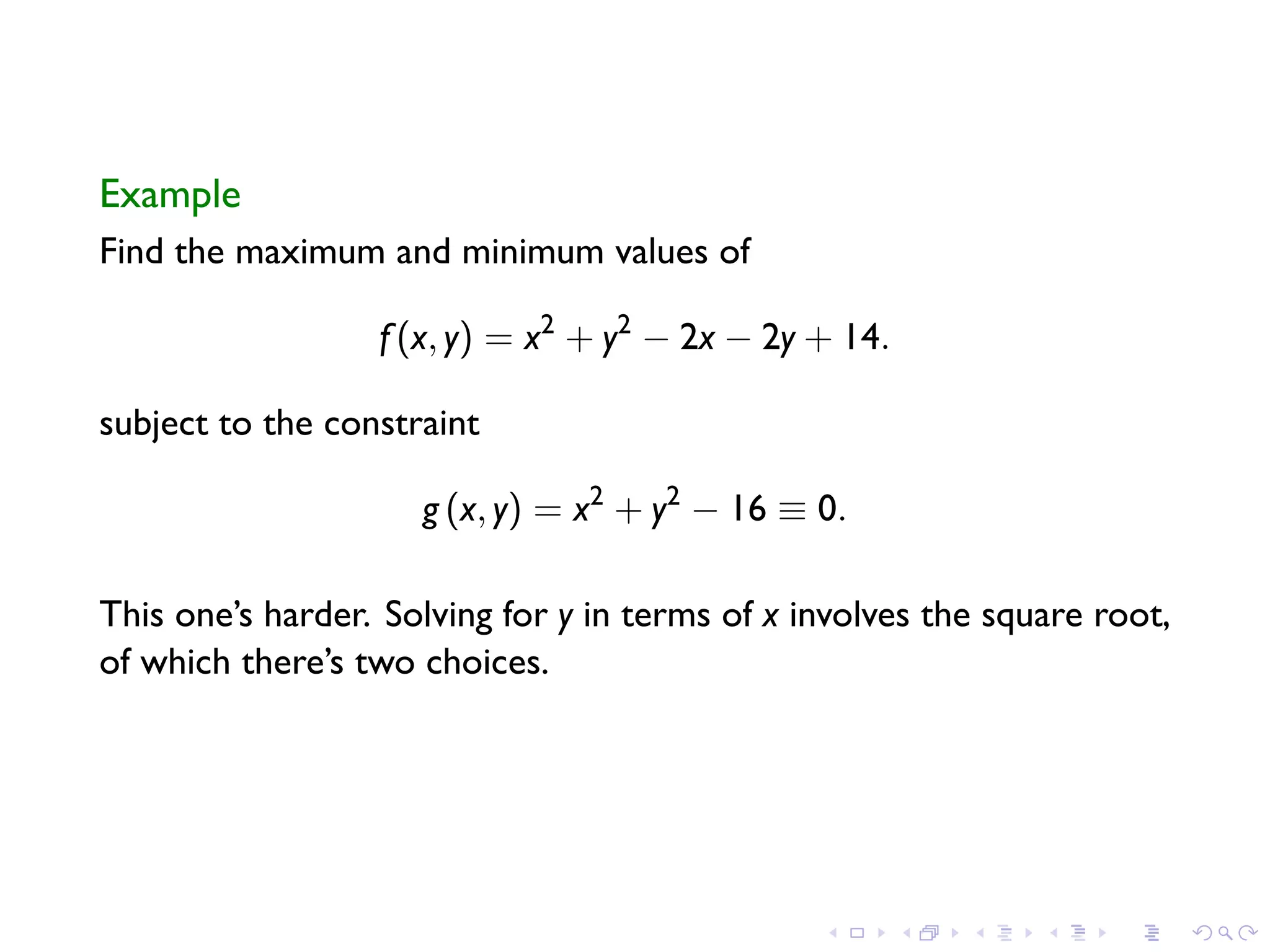 Lesson 17: The Method of Lagrange Multipliers | PPT