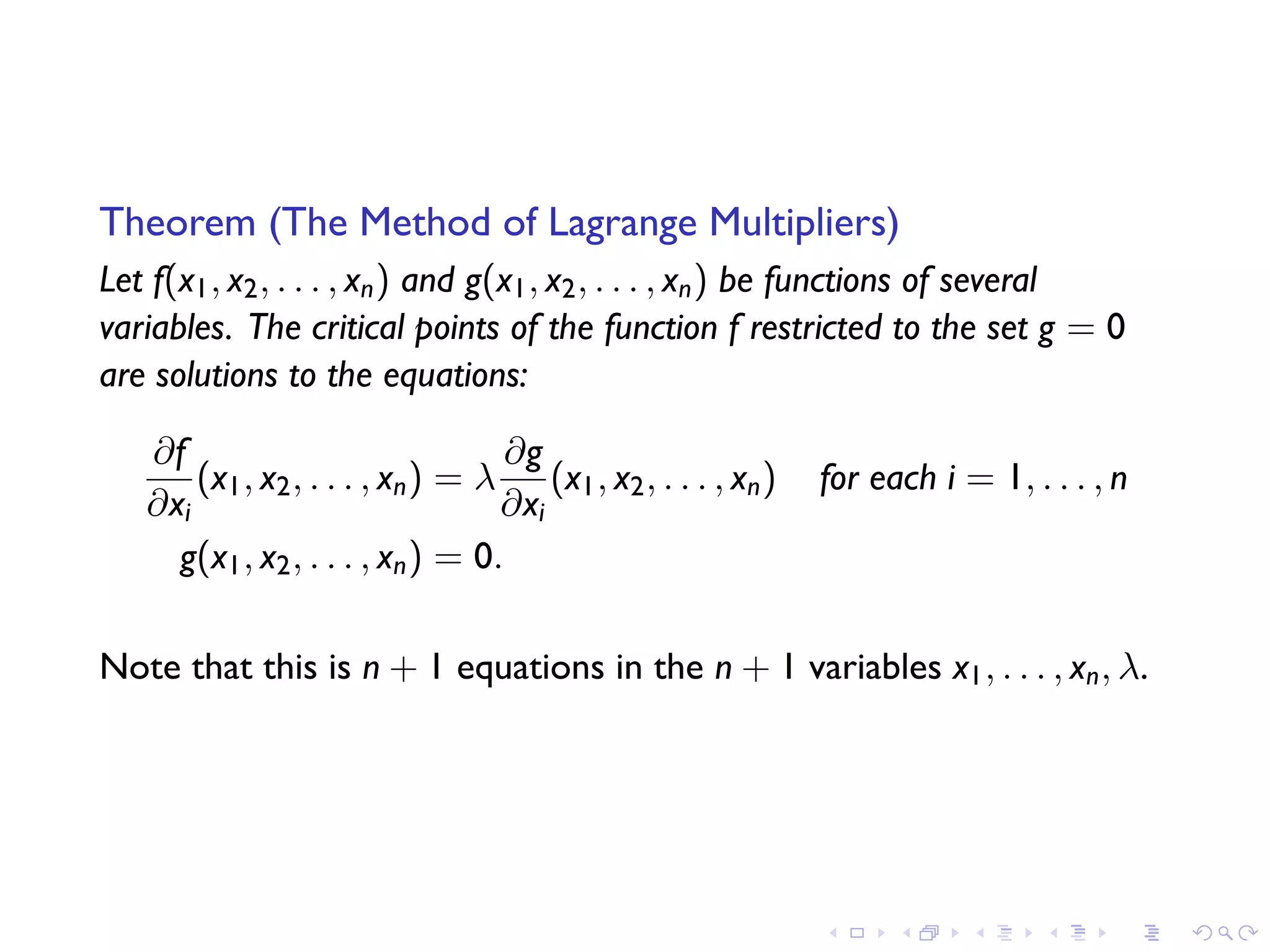 Lesson 17: The Method of Lagrange Multipliers | PDF