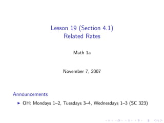 Lesson 19: Related Rates | PDF