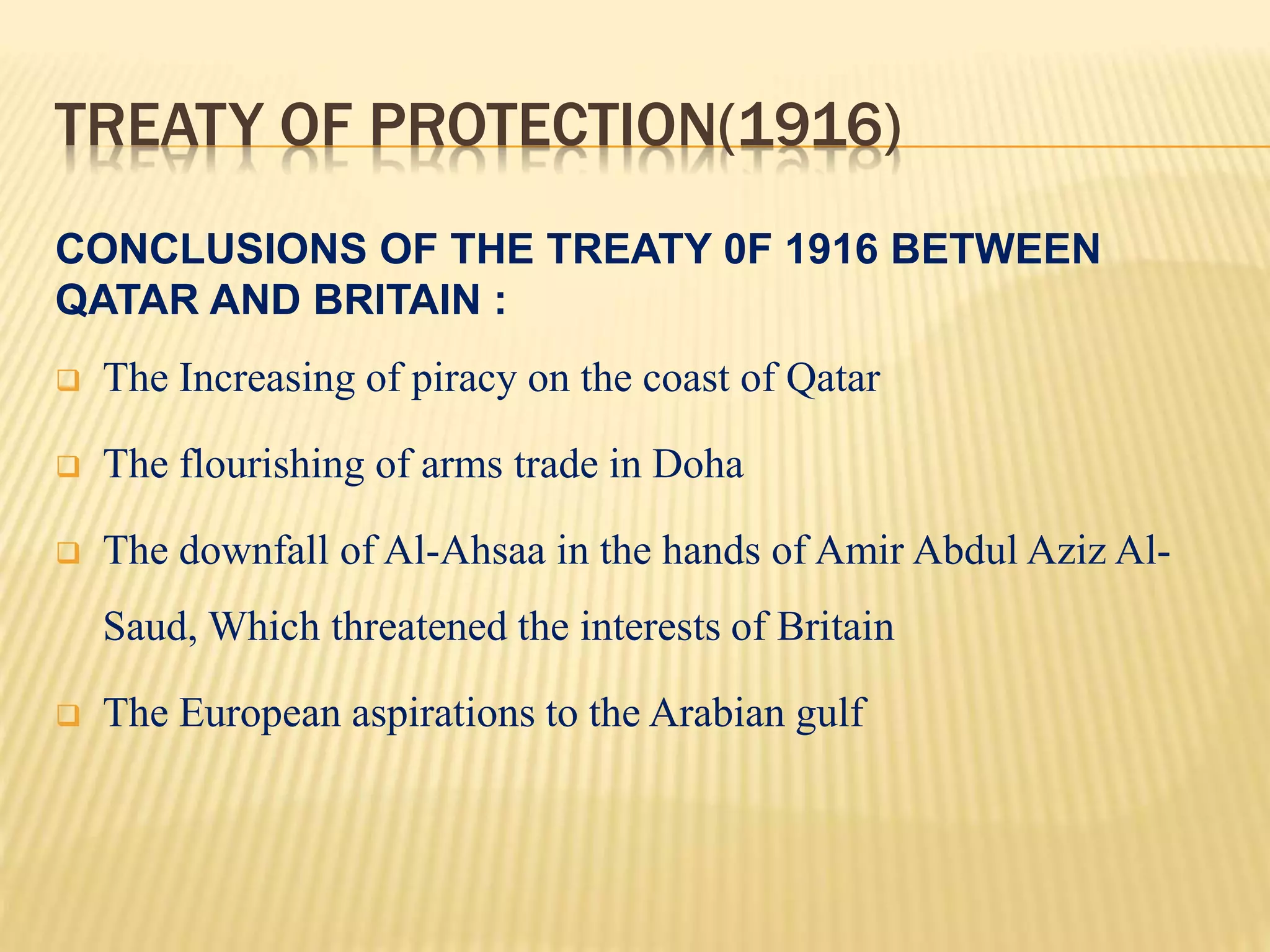 Lesson 1 the Qatari-British relations(Treaty of 1916-1935) | PPTX