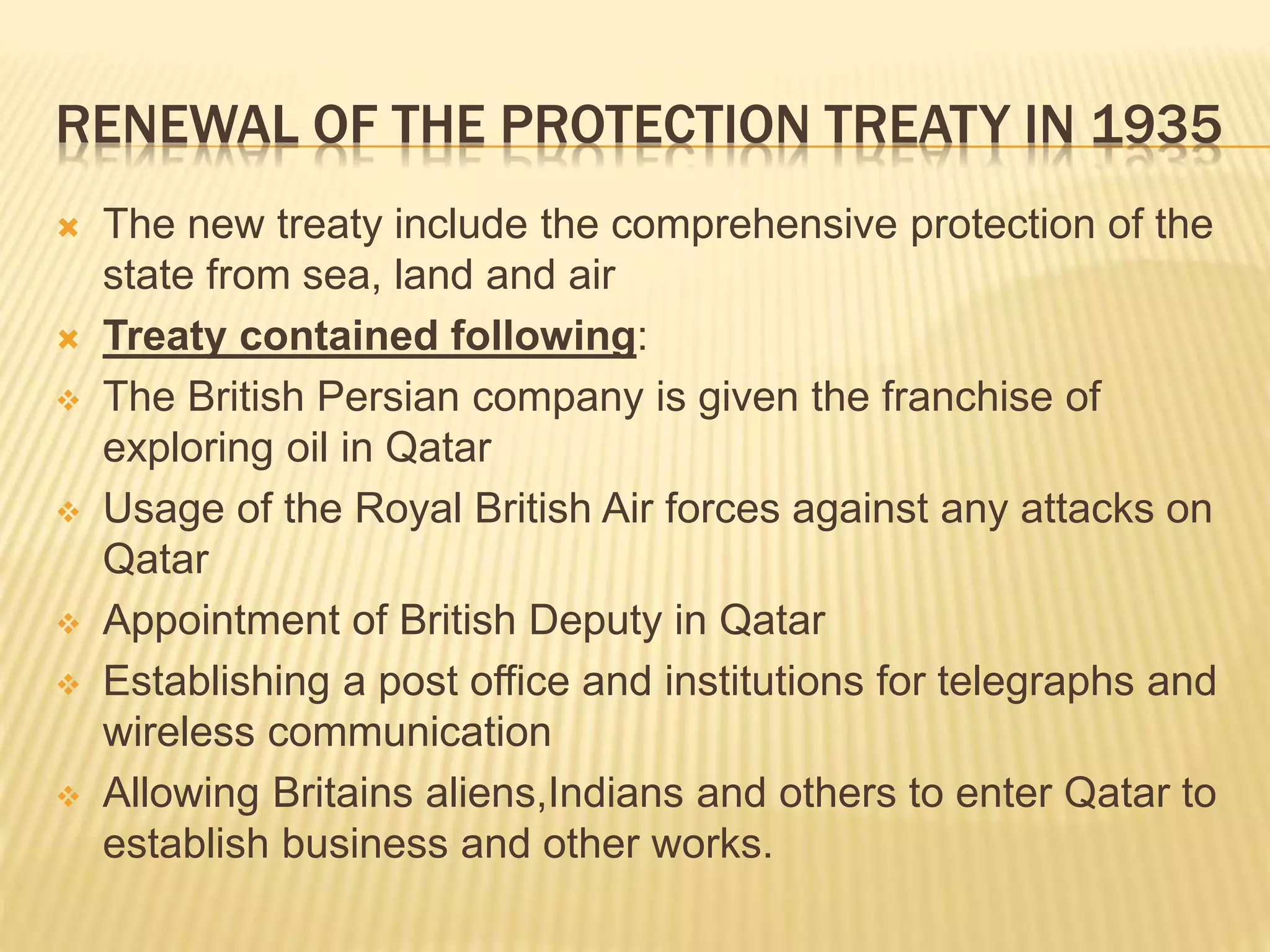 Lesson 1 the Qatari-British relations(Treaty of 1916-1935) | PPTX