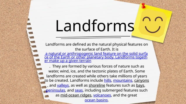 Landforms and How They Are Formed and Their Processes | PPT