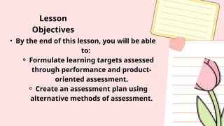 learning targets for performance and product oriented assessment | PPTX