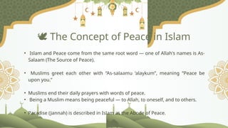 The Concept of Peace in Islam in relation to Peace Education | PPTX
