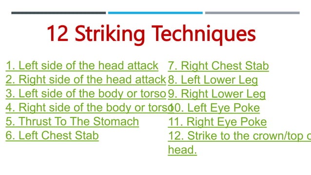 LESSON-2-Basic-Skills-12-Striking-Techniques (1).pptx | Martial Arts ...