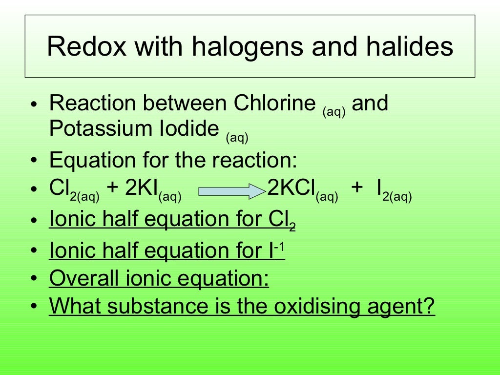 Lesson 2 Halide Halogen Displacement Reactions