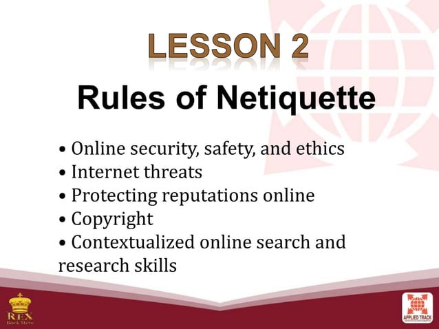 Lesson-2-Rules-of-Netiquette safety Online | PPTX | Internet for Beginners | Internet