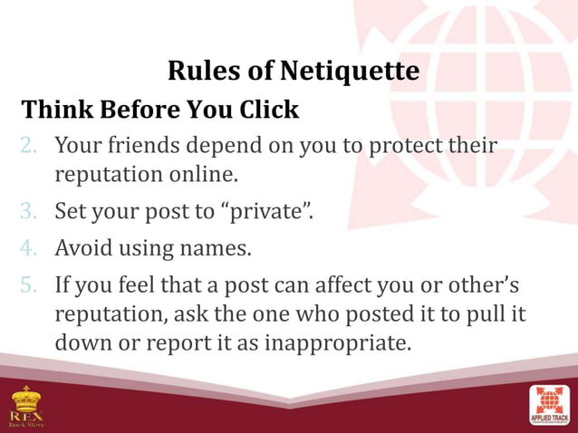Lesson-2-Rules-of-Netiquette safety Online | PPTX | Internet for Beginners | Internet