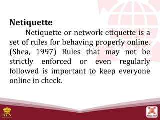 Lesson-2-Rules-of-Netiquette safety Online | PPTX | Internet for ...