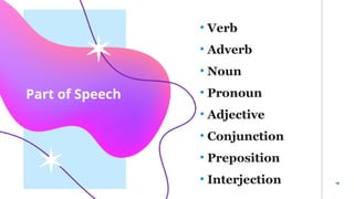 LESSON 2: VERB, PART OF SPEECH, TYPES OF VERBS | PPT