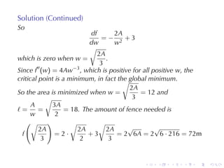 Lesson 20: (More) Optimization Problems | PPT