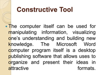 EdTech2 Lesson 11: The Computer as Teacher's Tool | PPTX