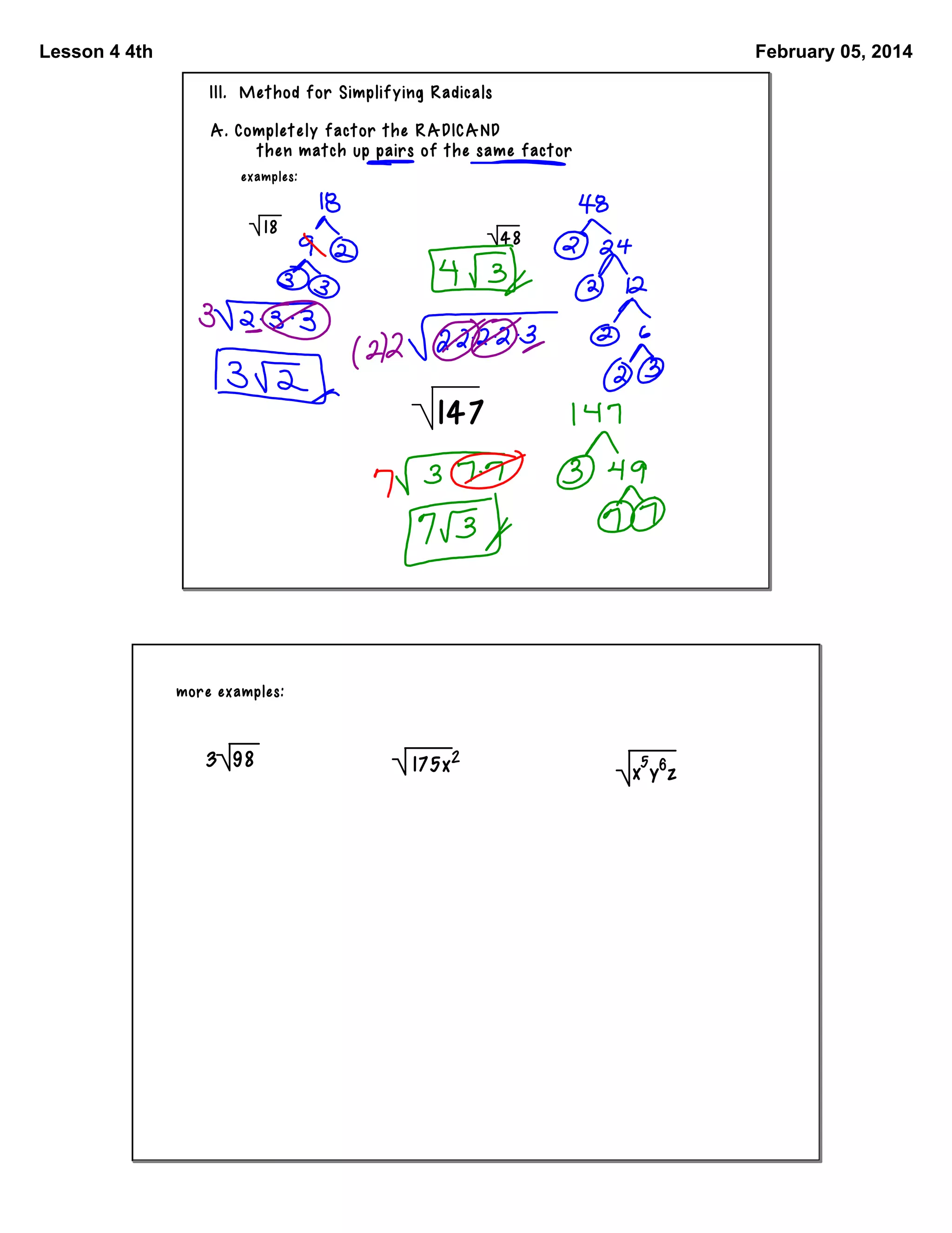 Parts of a Radical and simplifying a radical | PDF
