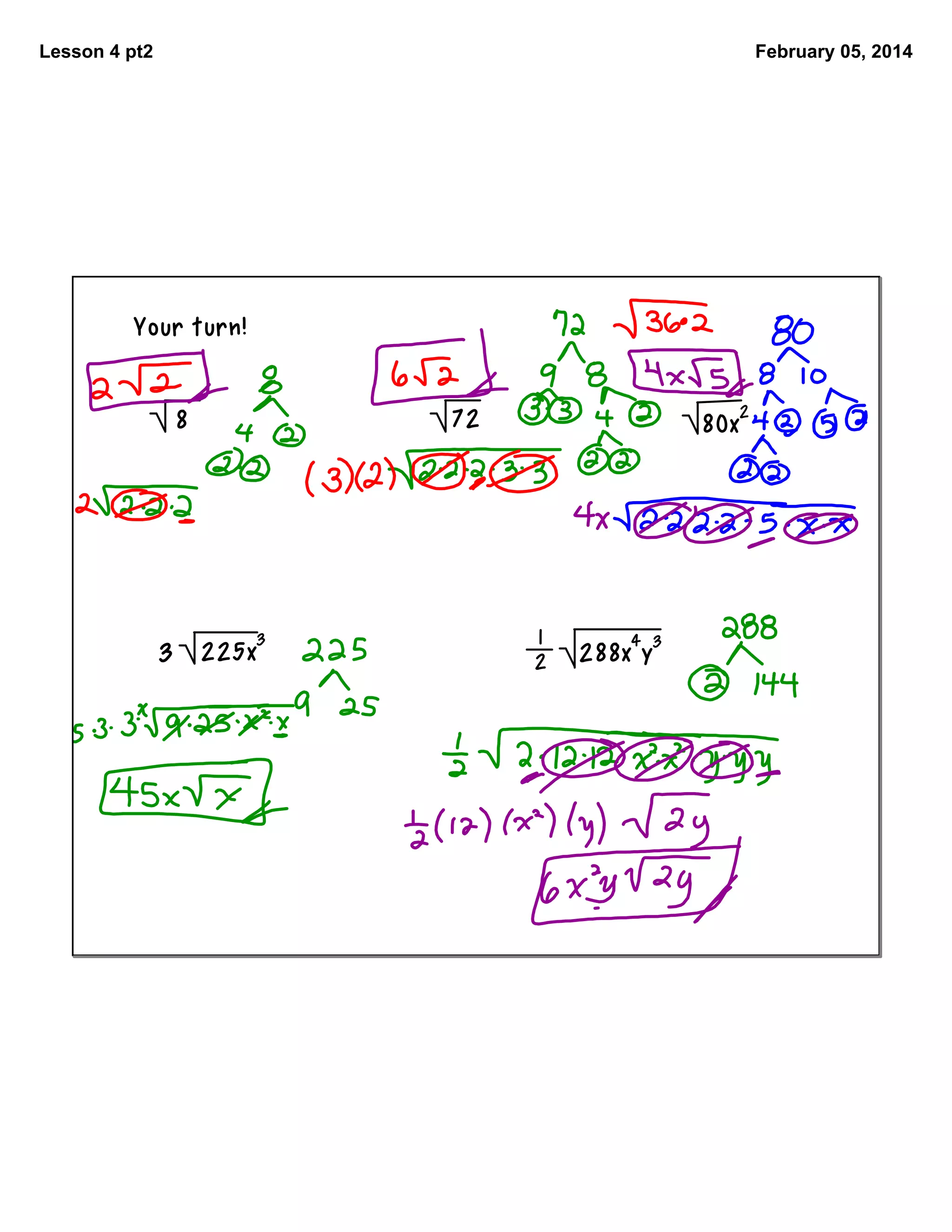 More simplifying radicals & solving quadratic equations | PDF