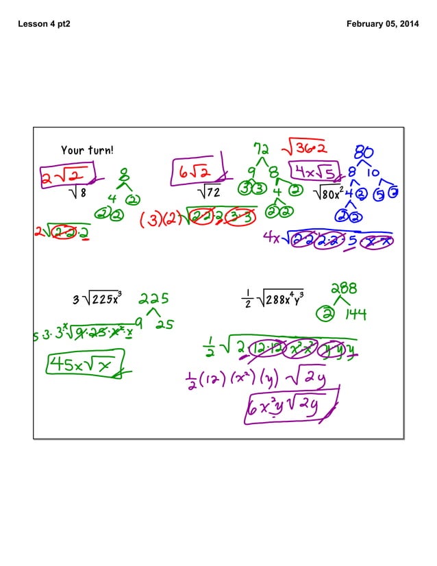 More simplifying radicals & solving quadratic equations | PDF | Physics ...