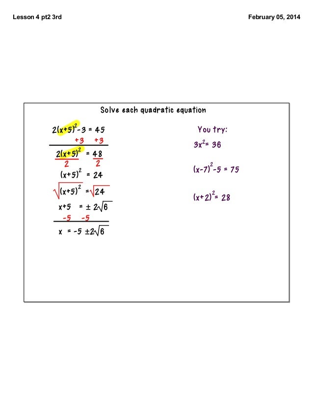 Simplifying Radicals & Solving Quadratics