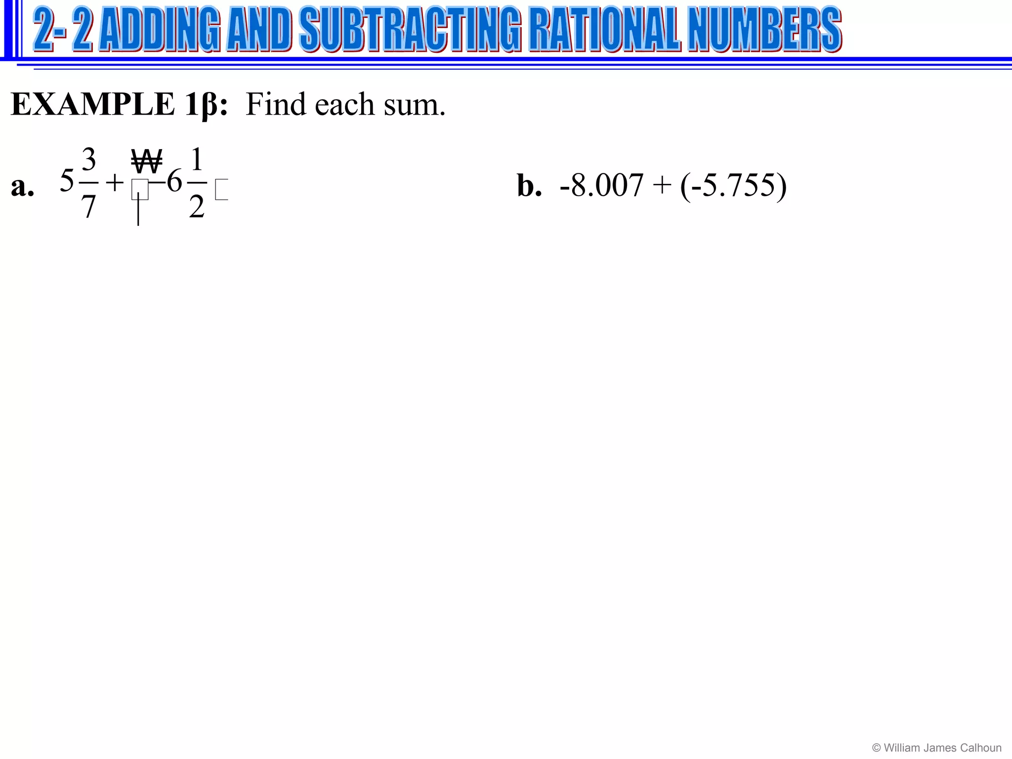 Lesson 2 2 Adding And Subtracting Rational Numbers | PPT
