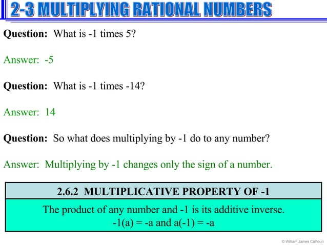 Lesson 2 3 Multiplying Rational Numbers | PPT