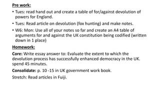 Politics lesson on devolution - UK and N. Ireland. | PPTX | Civic affairs | Politics