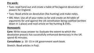 Politics lesson on devolution - UK and N. Ireland. | PPTX | Civic ...