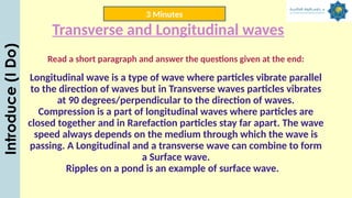 Lesson ppt for grade 8 regarding transverse and longitudinal waves | PPTX