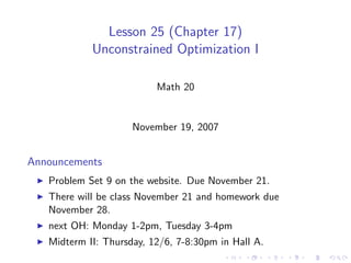 Lesson 25: Unconstrained Optimization I | PDF