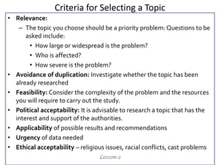 Lesson 2 selection of research topic | PDF