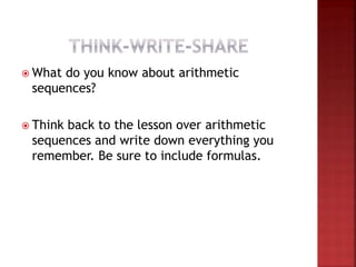 Arithmetic Sequence Grade 10 department of mathematics | PPT