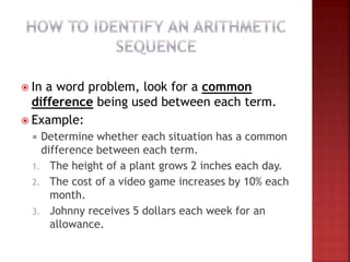 Arithmetic Sequence Grade 10 department of mathematics | PPTX