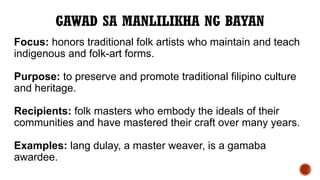NATIONAL ARTIST PPT GRADE 12 CONTEMPORARY PHILIPPINE ART FORMS | PPTX