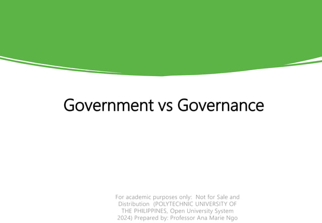 Presentation about Government vs Governance | PDF | Business | Business ...