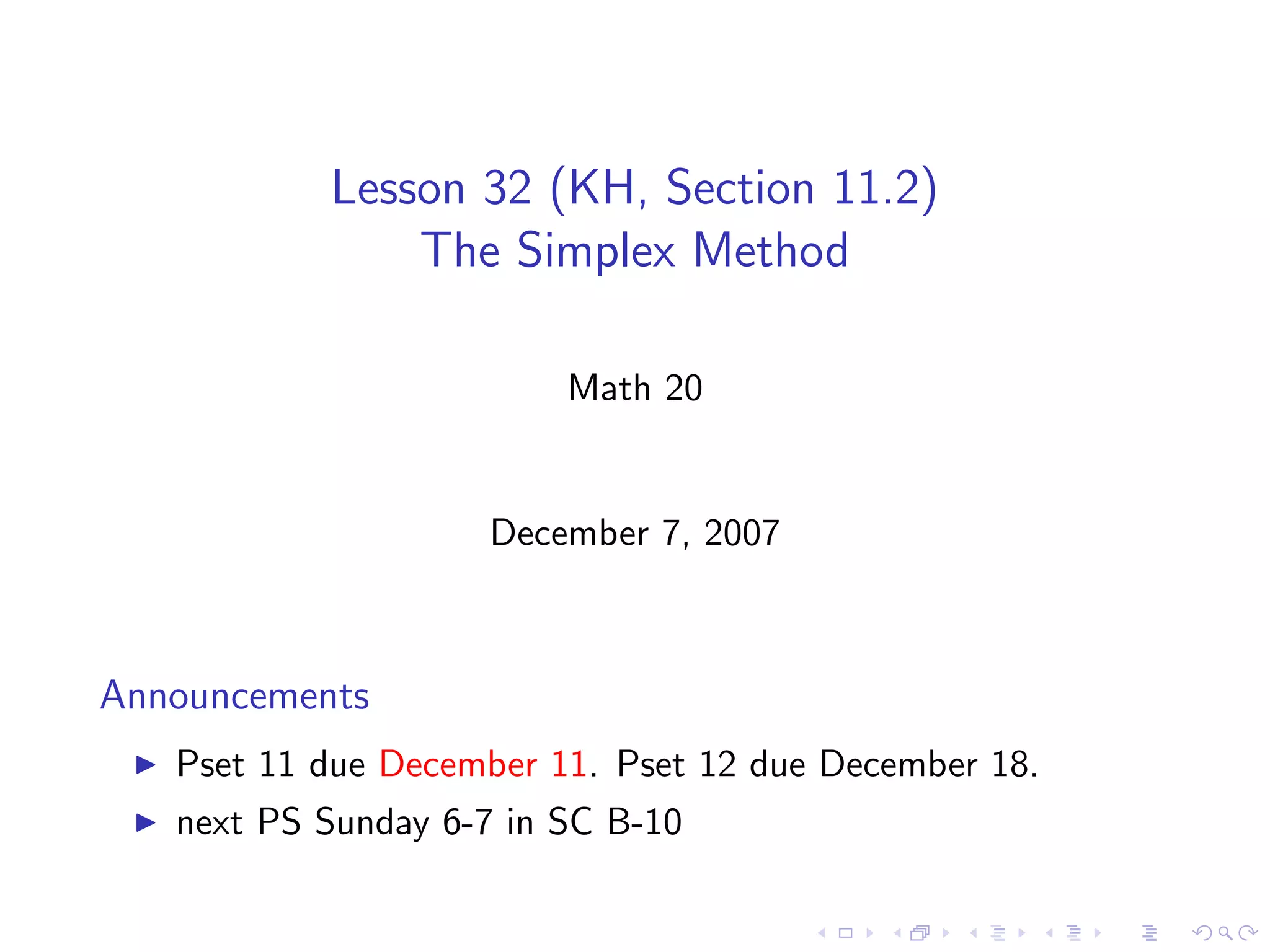 Lesson 32: Simplex Method II | PPT