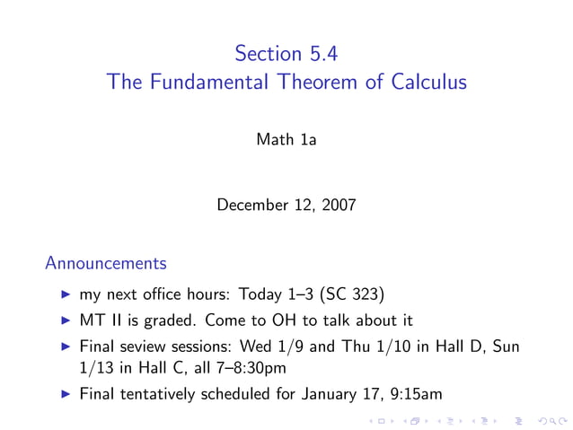 Lesson 32: The Fundamental Theorem Of Calculus | PPT