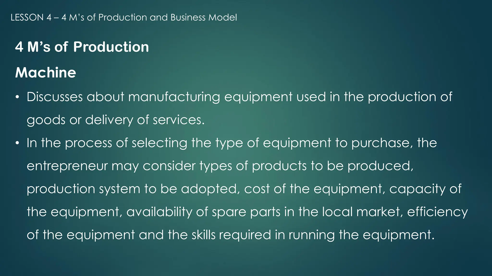 LESSON-4.pdf 4MS Production and Business Model the secret in Starting a ...