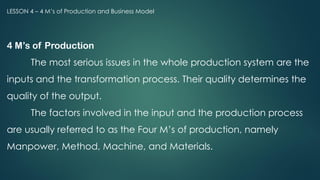 LESSON-4.pdf 4MS Production and Business Model the secret in Starting a ...
