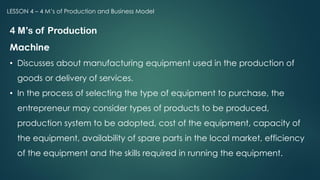 LESSON-4.pdf 4MS Production and Business Model the secret in Starting a ...