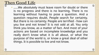 STS AND THE HUMAN CONDITION THE GOOD LIFE | PPTX