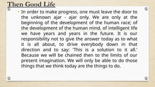 STS AND THE HUMAN CONDITION THE GOOD LIFE | PPTX
