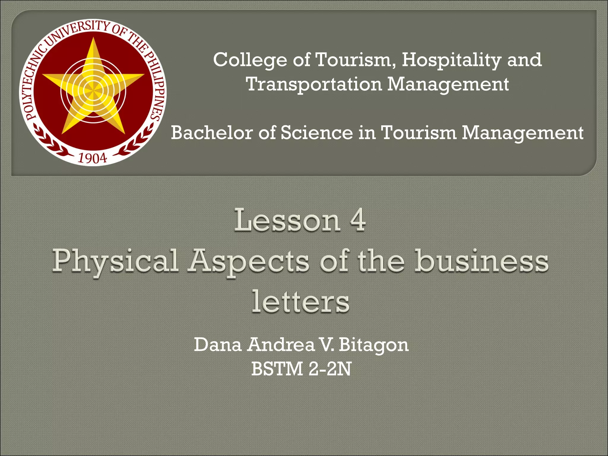 Physical Aspects of the Business Letter | PPT