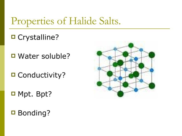 Lesson 4 The Halide Salts | PPT