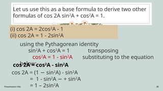 Analytic Trigonometry: Odd and Even Identities, Sum and Difference ...