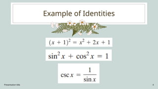 Analytic Trigonometry: Odd and Even Identities, Sum and Difference ...