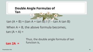 Analytic Trigonometry: Odd and Even Identities, Sum and Difference ...