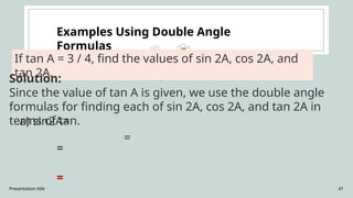 Analytic Trigonometry: Odd and Even Identities, Sum and Difference ...