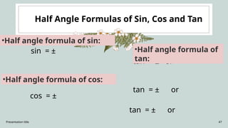 Analytic Trigonometry: Odd and Even Identities, Sum and Difference ...