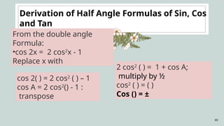 Analytic Trigonometry: Odd and Even Identities, Sum and Difference ...
