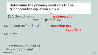 Analytic Trigonometry: Odd and Even Identities, Sum and Difference ...