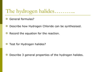 Lesson 5 Hydrogen Halides. | PPT
