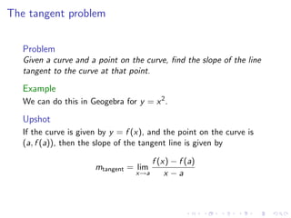Lesson 5: Tangents, Velocity, the Derivative | PDF