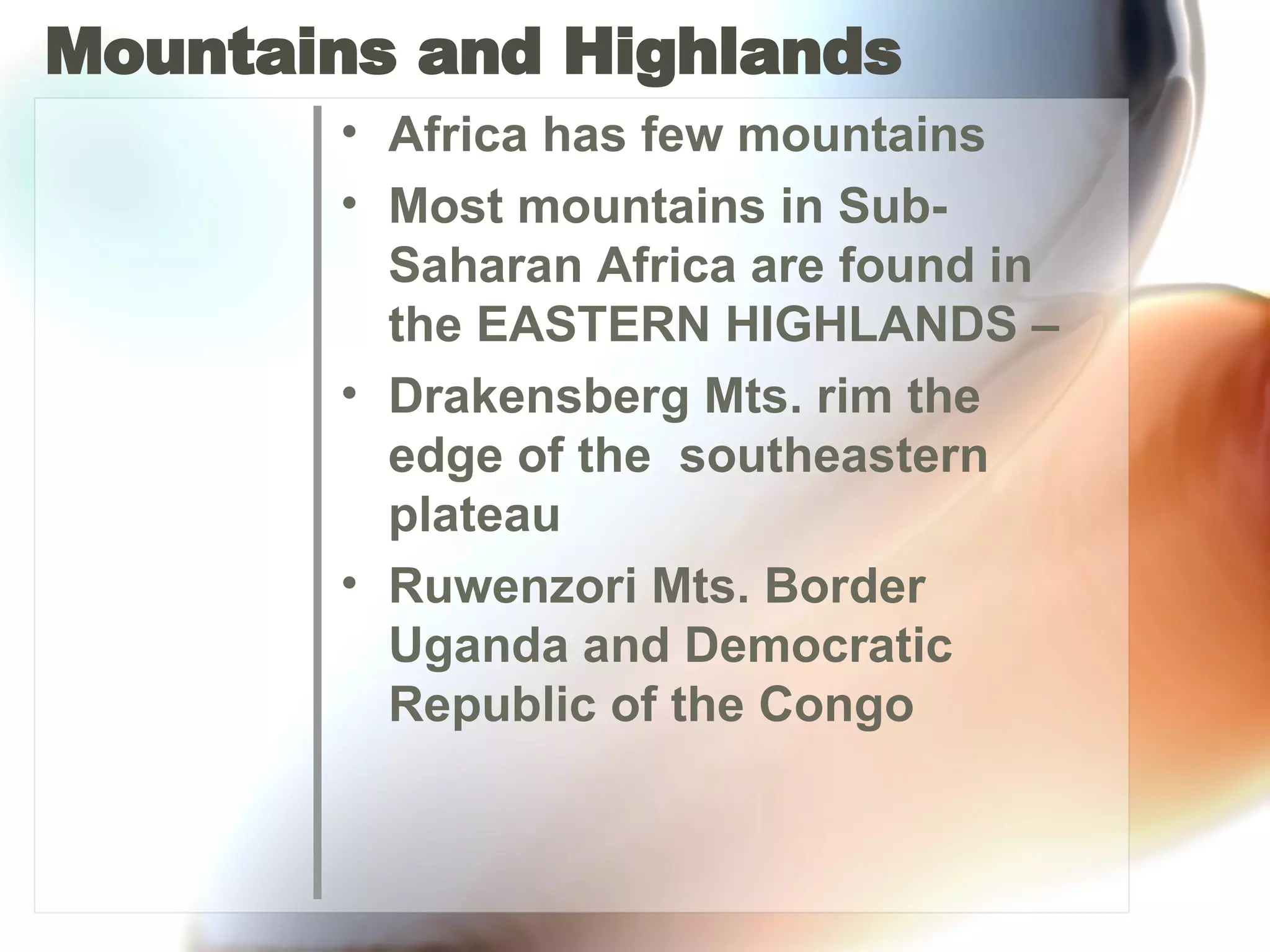 The Physical Features of Sub Saharan Africa | PPT